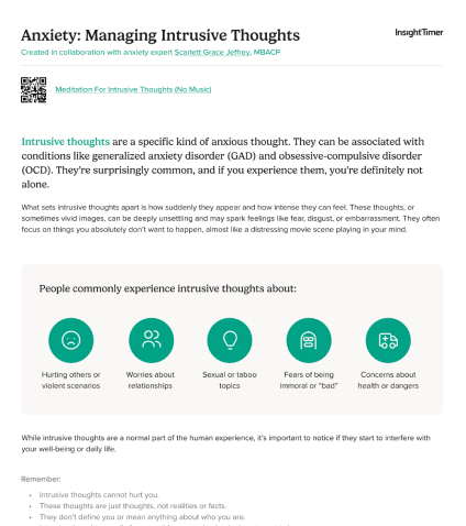 Anxiety: Managing Intrusive Thoughts