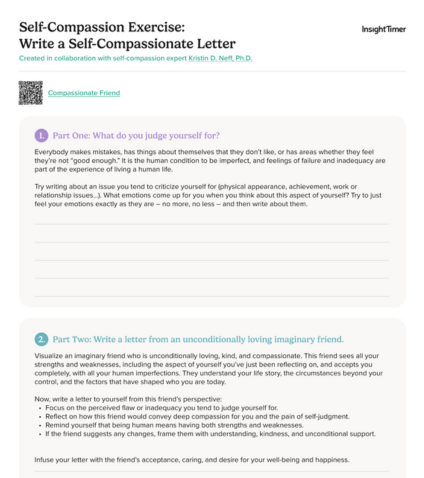 Self-Compassion Exercise: Write a Self-Compassionate Letter